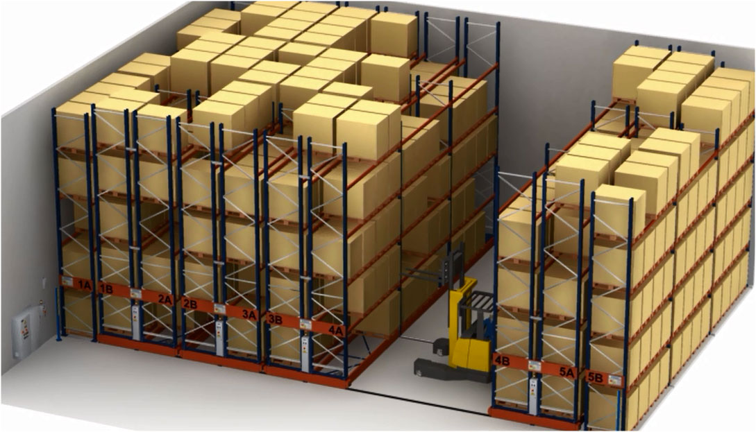 3D animation of a mobile racking system for pallets | www ...